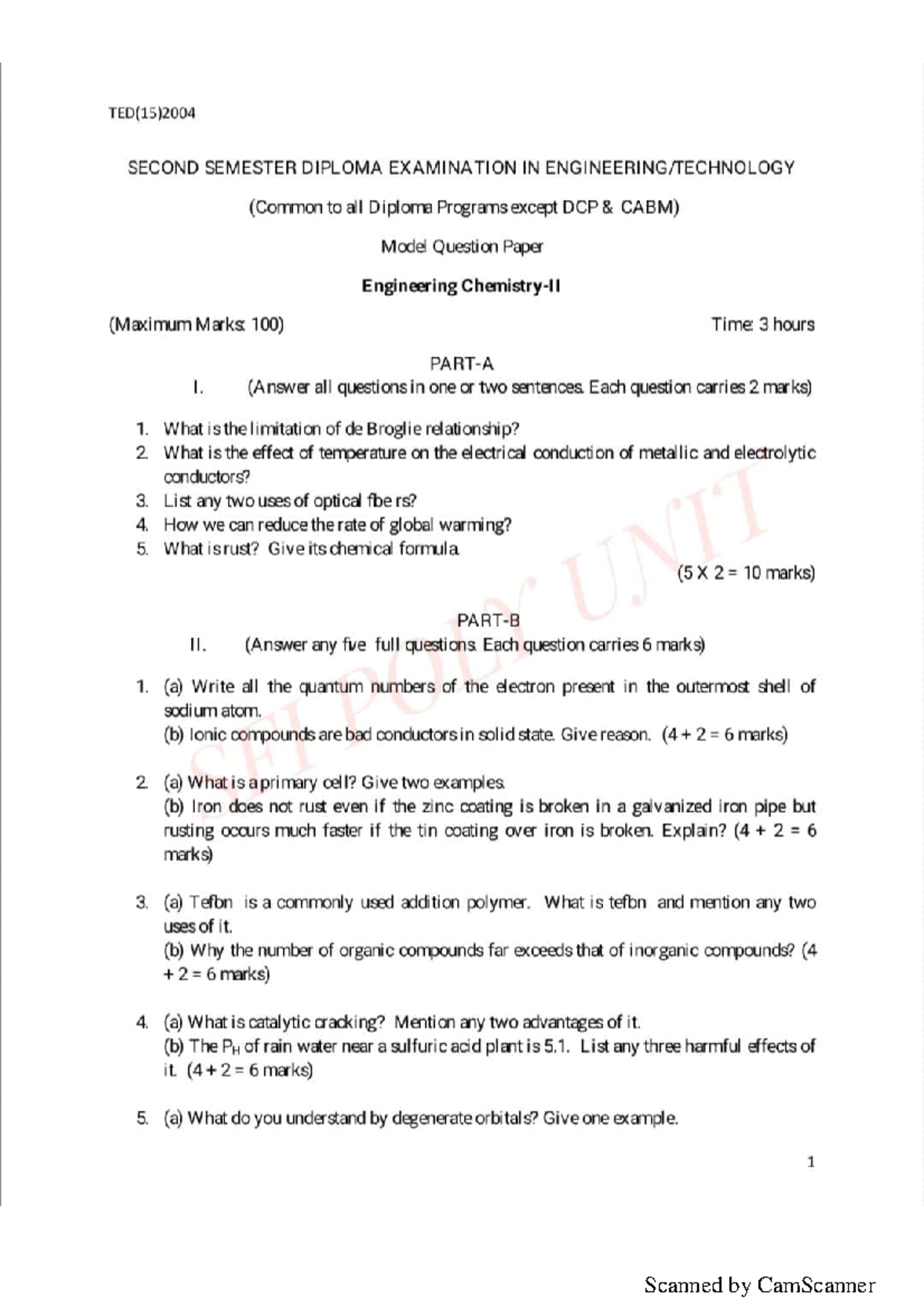 ENGINEERING CHEMISTRY II MODEL 2019 - EEE Mechanical Engineering - Studocu
