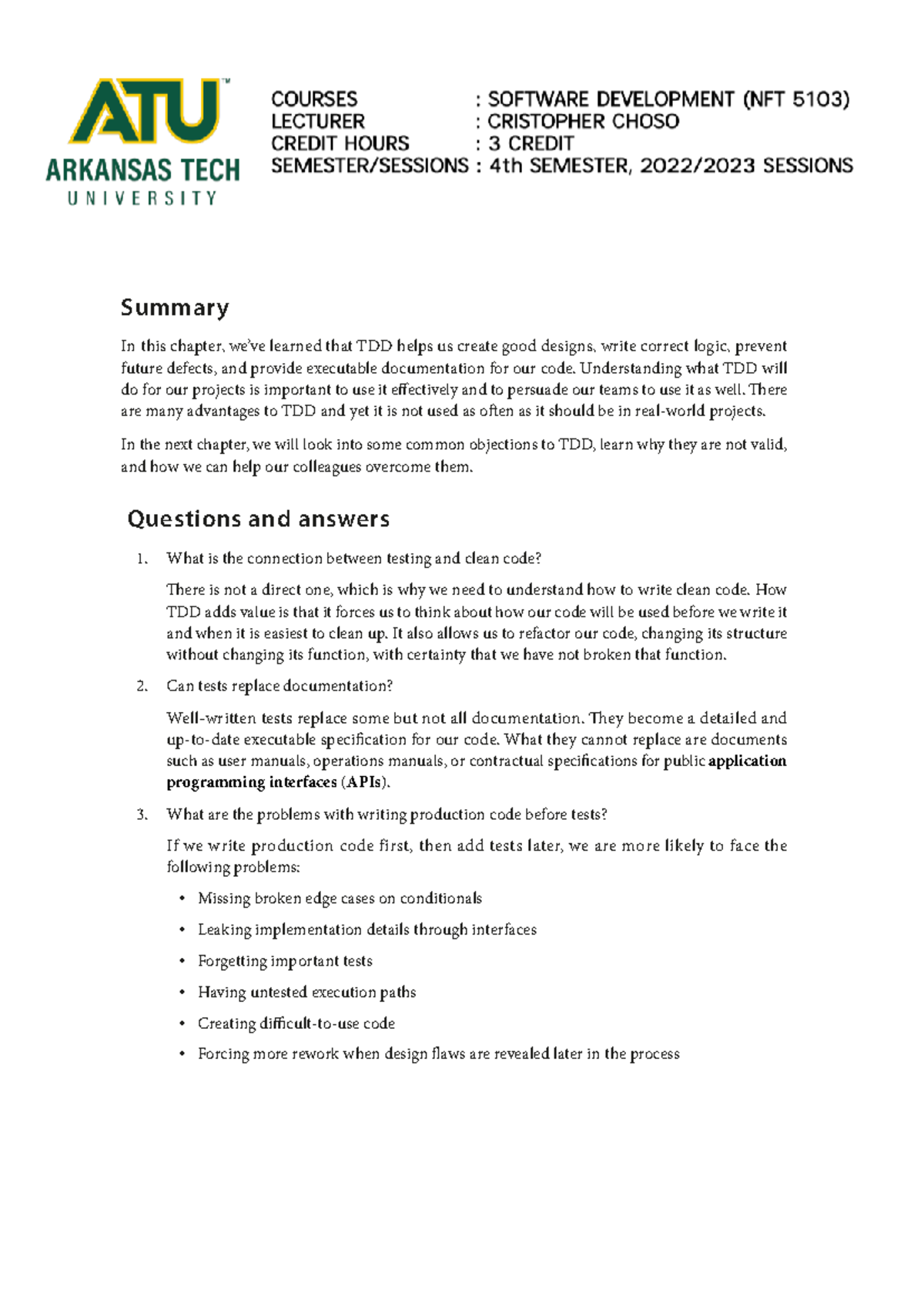 INFT5103 Arkansas TECH University 2022 Software Development Bab-157 ...