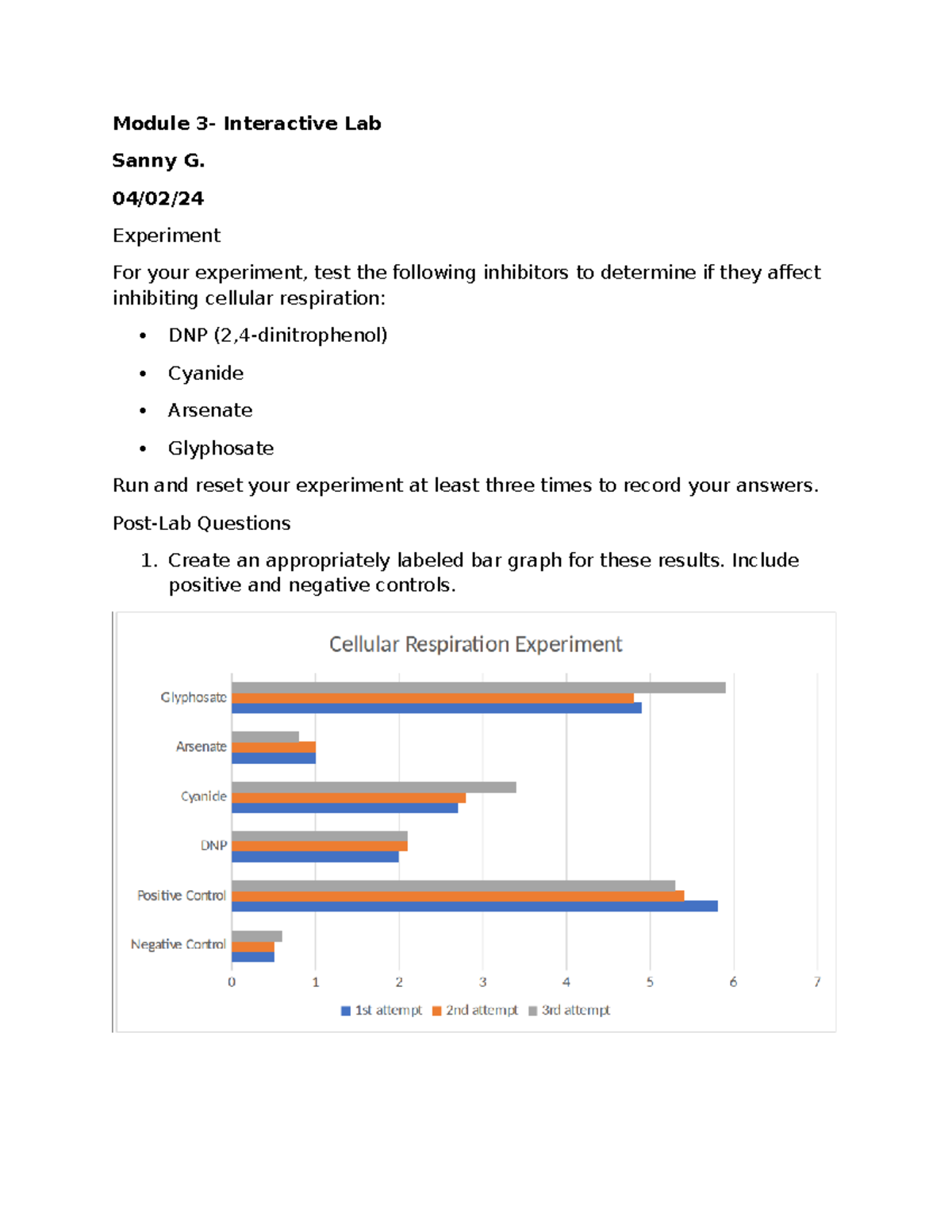 Module 3- Interactive Lab 040224 - Module 3- Interactive Lab Sanny G. 04/02/ Experiment For your ...