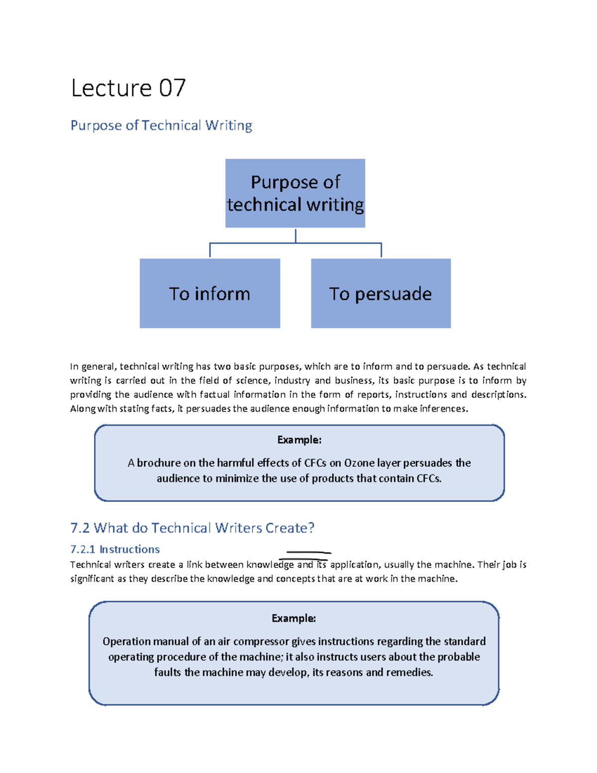 HUM102 Handouts Lecture 07 - Lecture 07 Purpose of Technical Writing In ...