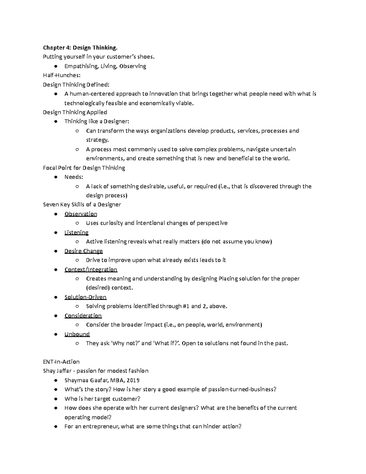 ENT Week 3 - Chapter 4 Design Thinking - Chapter 4: Design Thinking ...