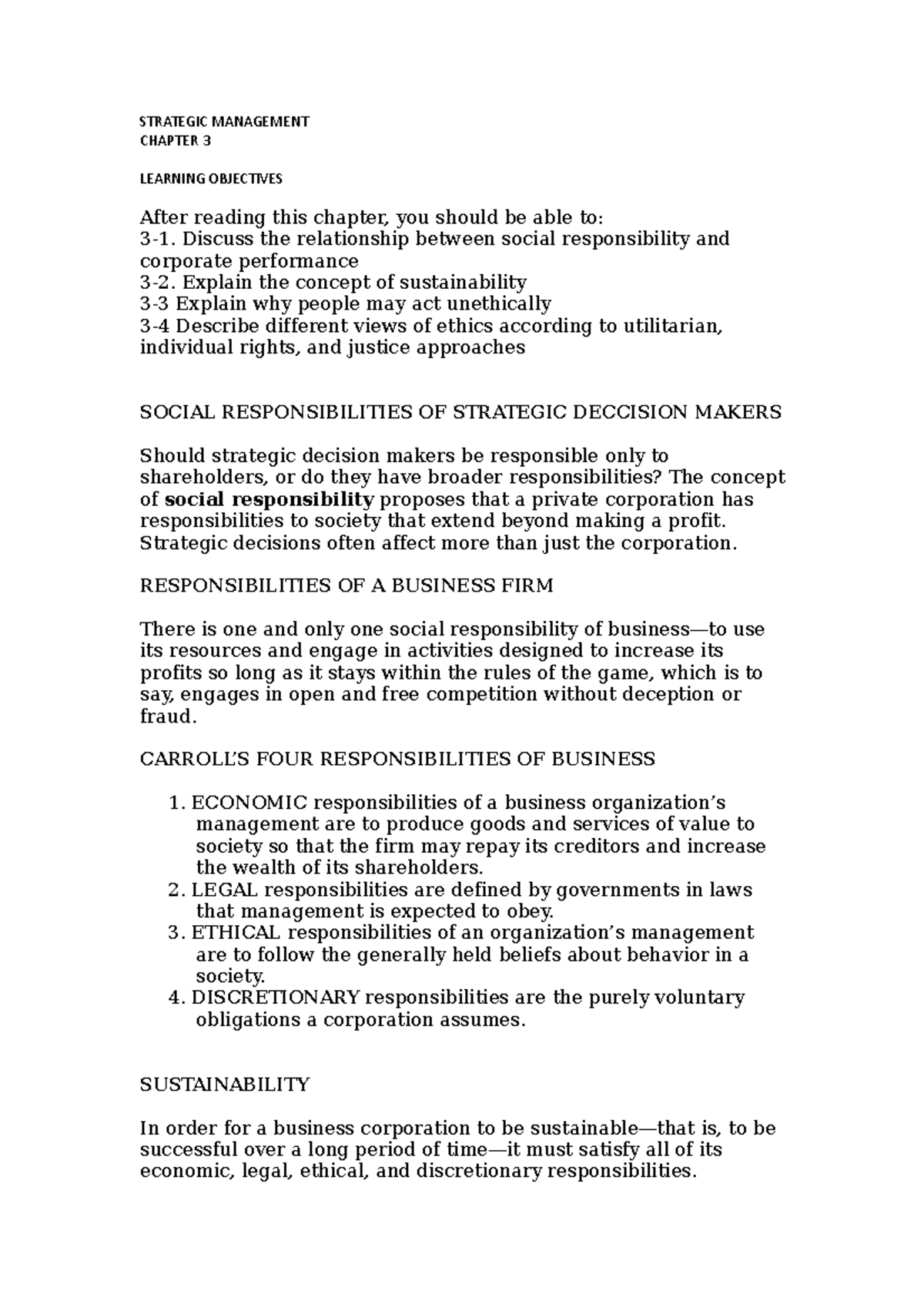 SM3 Strategic Management - STRATEGIC MANAGEMENT CHAPTER 3 LEARNING ...