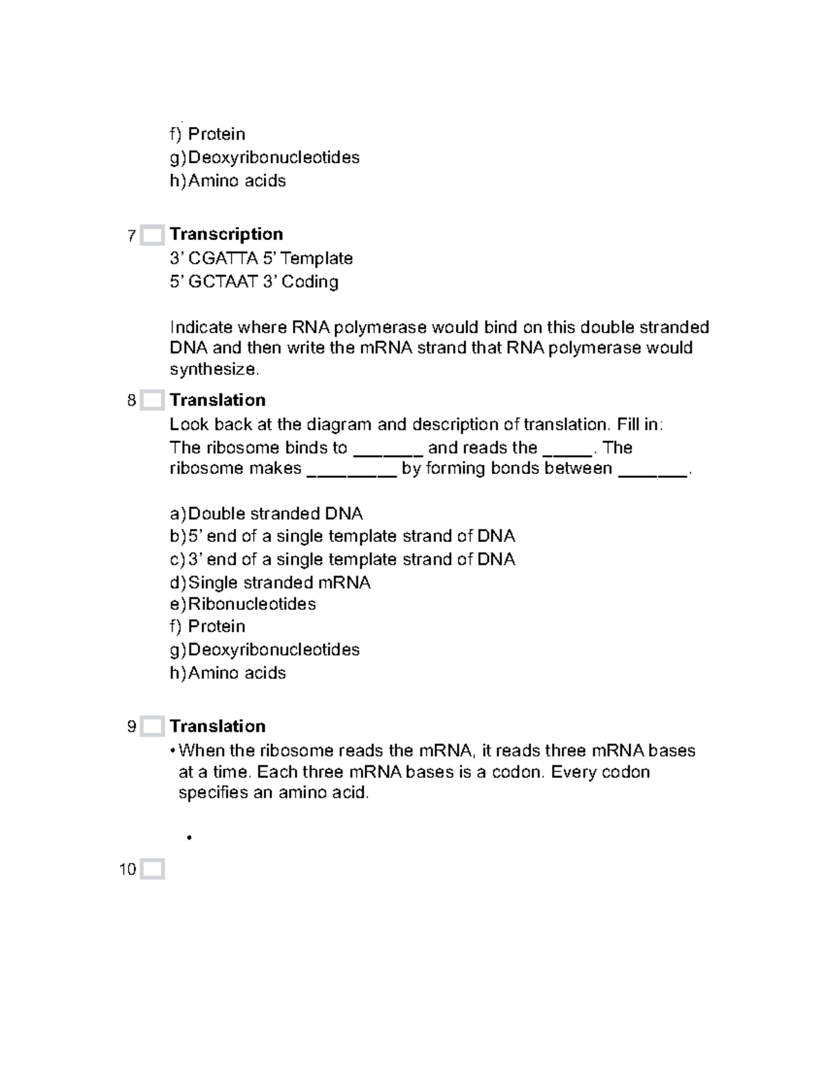 16``2 - How Genes Work Notes - e) Ribonucleotides f) Protein g ...
