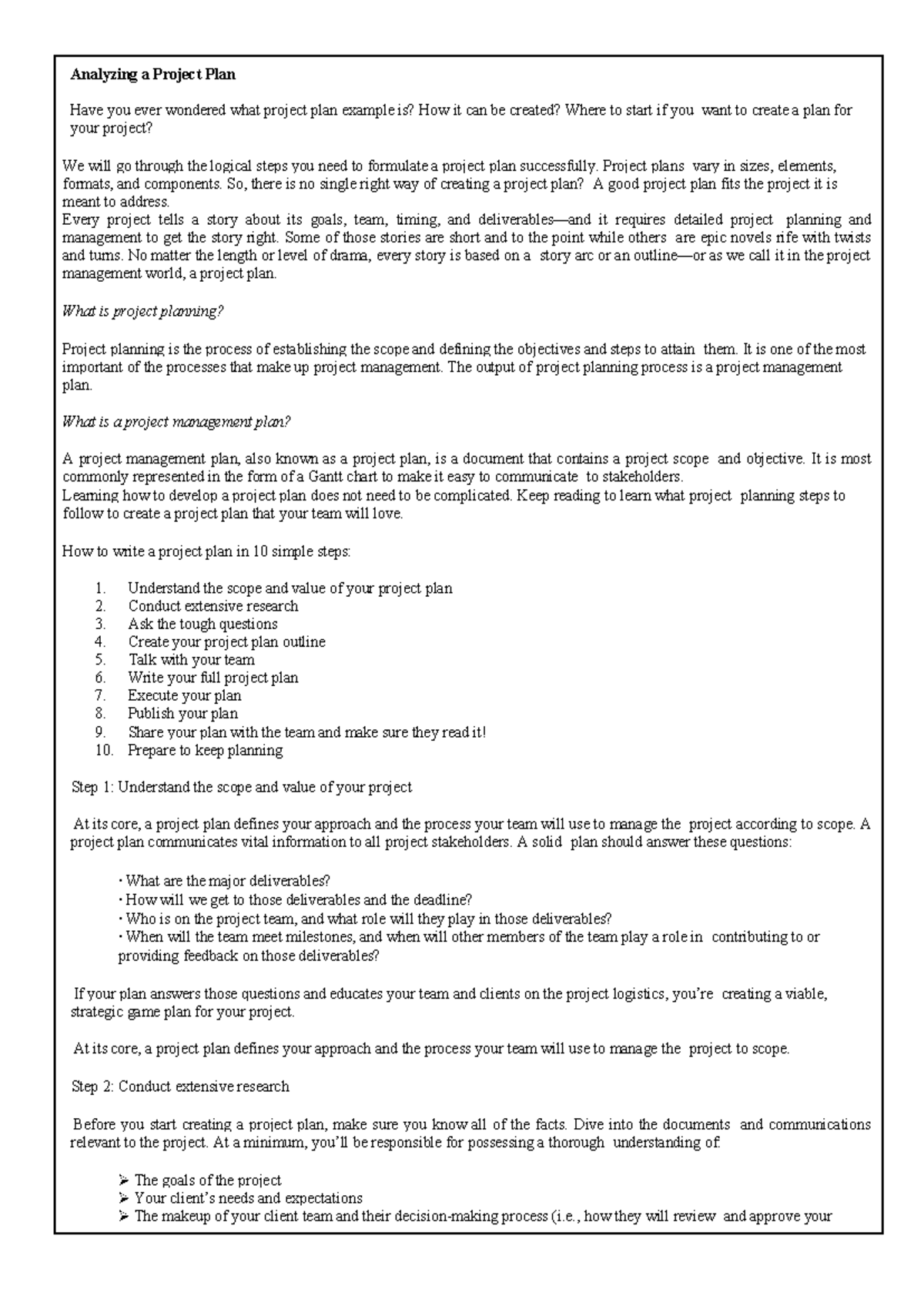 Bam062 P2 - bam - Analyzing a Project Plan Have you ever wondered what ...