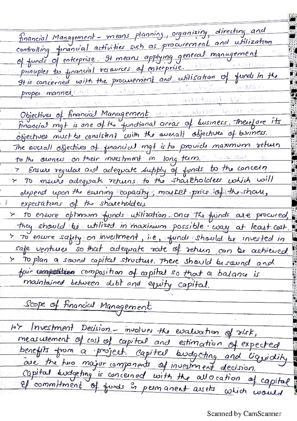 Financial Management - Self made notes - _:. :72: n , ncftz M an am ...