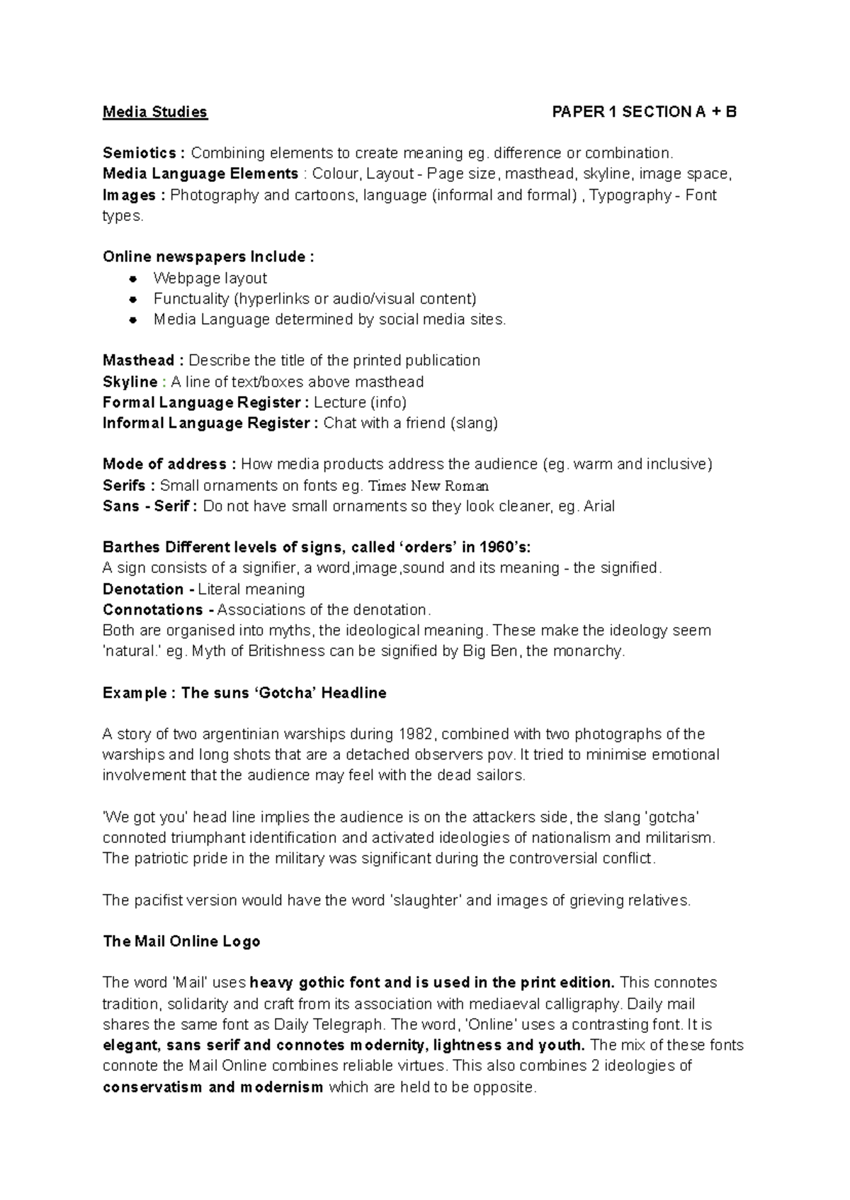 Media Studies - difference or combination. Media Language Elements ...