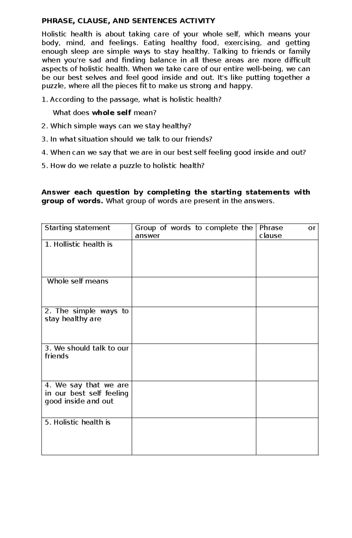 PHRASES, CLAUSES, ans SENTENCES - PHRASE, CLAUSE, AND SENTENCES ...