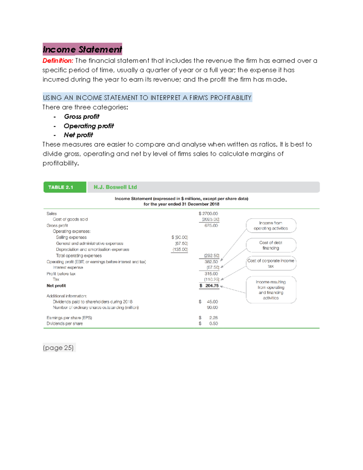 2.3 Income statement - Week 2 Notes - Income Statement Definition: The ...