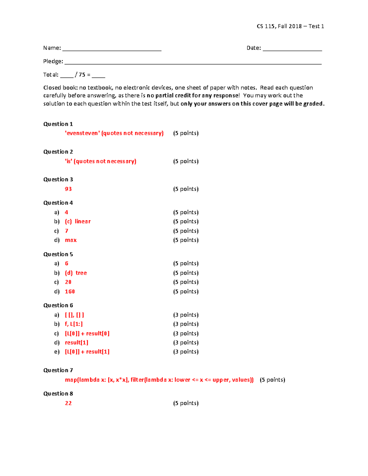 CS 115 Fall 2018 Test 1 - Studocu