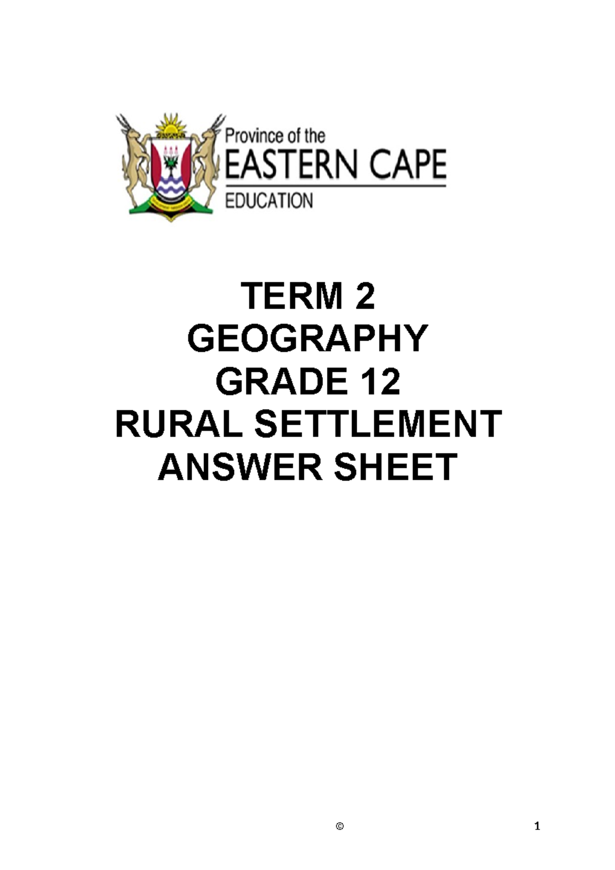Geography Rural Settlements answer sheets - TERM 2 GEOGRAPHY GRADE 12 ...