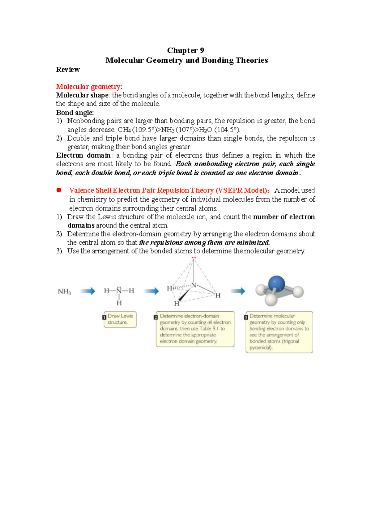 Review-chapter 9 - tut - Chapter 9 Molecular Geometry and Bonding ...