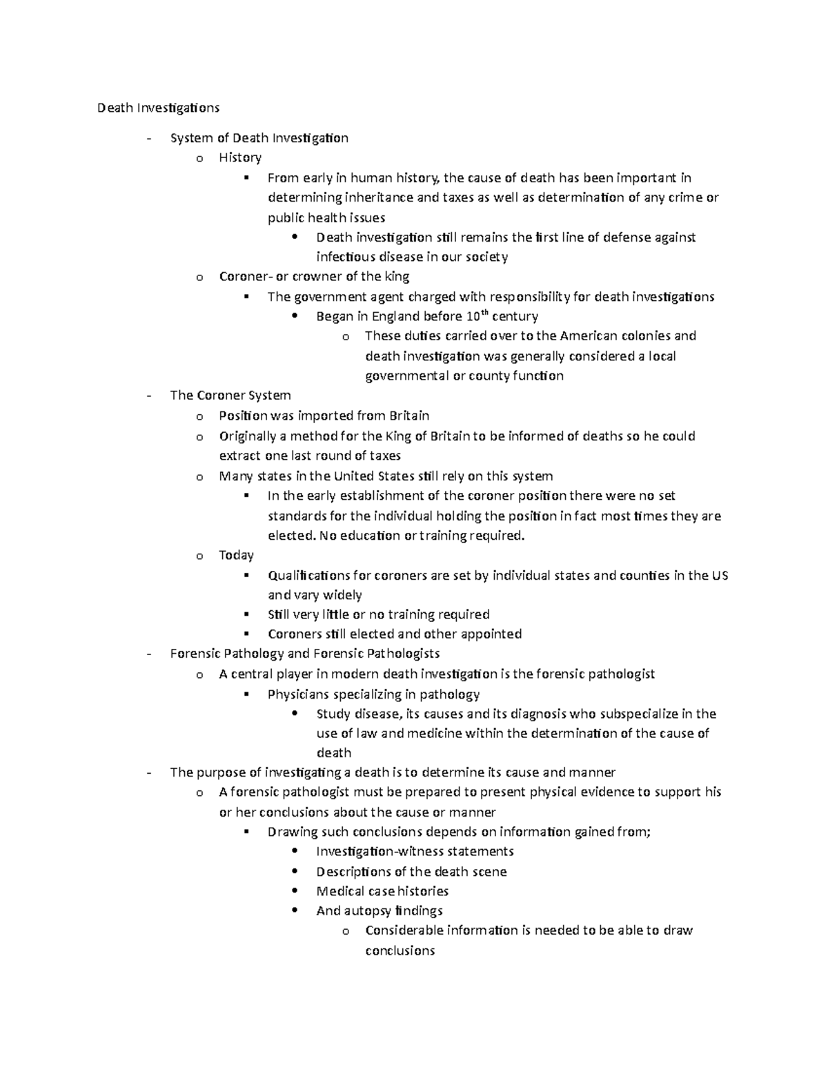 Chapter 5 notes - professor clift - Death Investigations System of ...