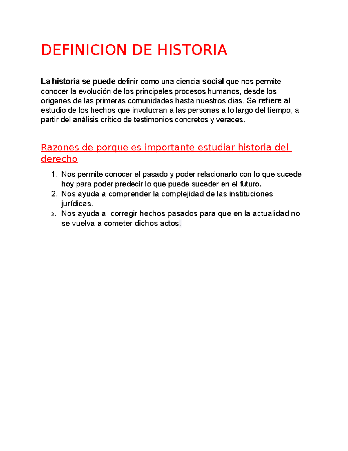 Definicion DE Historia - DEFINICION DE HISTORIA La historia se puede ...