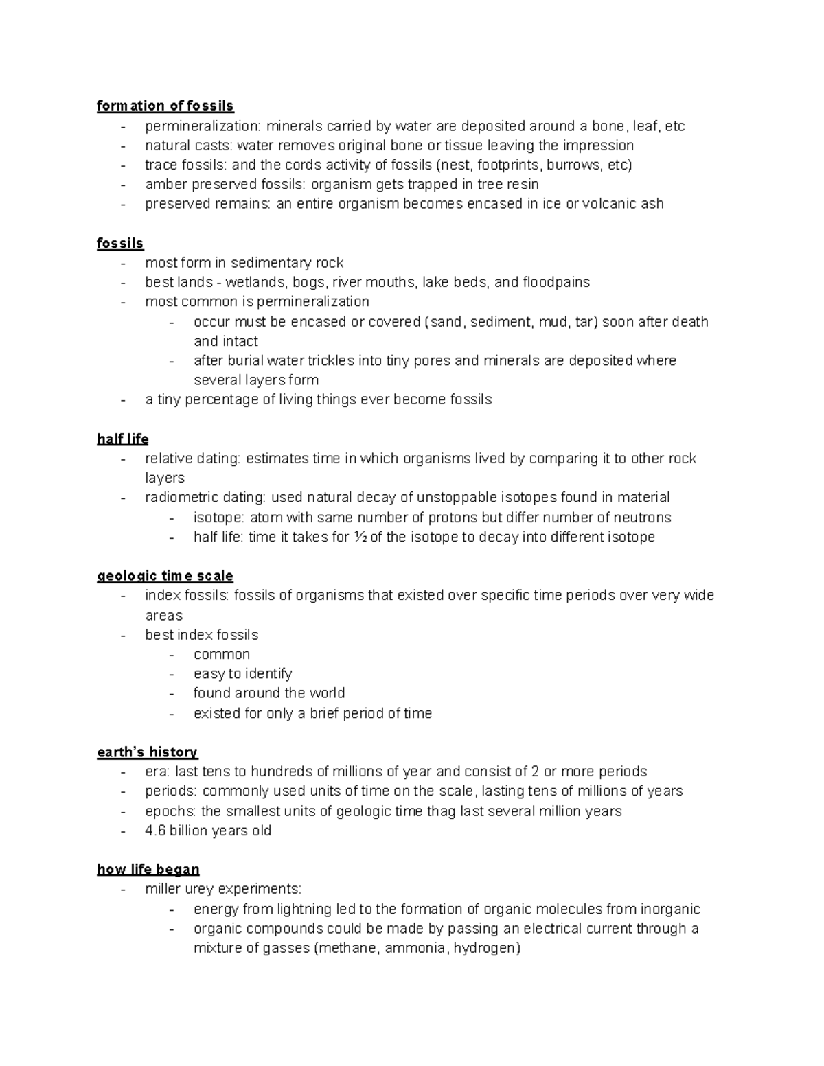 history of life notes - formation of fossils - permineralization ...