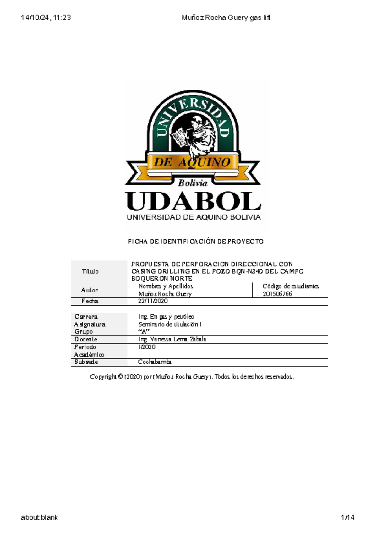 Muñoz Rocha Guery gas lift - FICHA DE IDENTIFICACIÓN DE PROYECTO Título ...