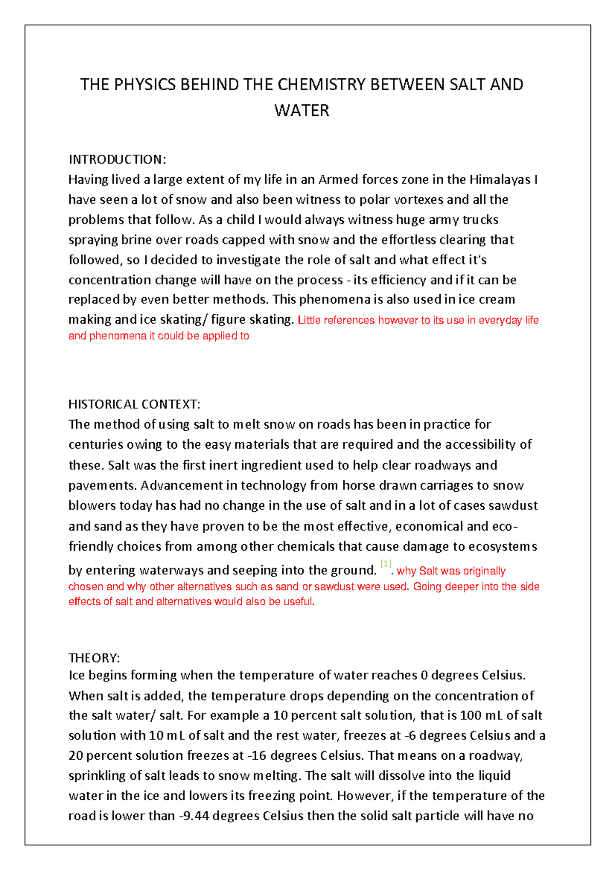 Seminar assignments - the physics behind the chemistry between salt and ...