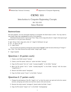 Cng111 quiz1 rules - CNG111 Introduction to Computer Engineering Concepts – Quiz 1 Instructions ...