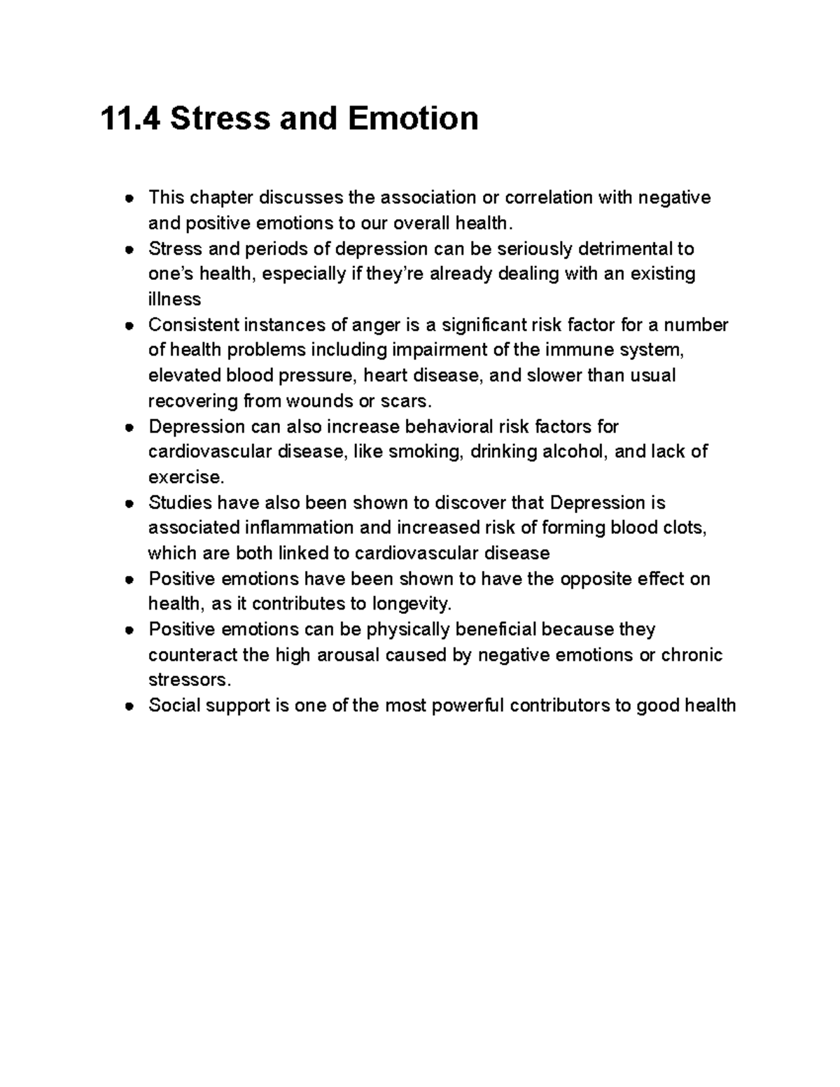 Chapter 11.4 Notes - 11 Stress and Emotion This chapter discusses the ...