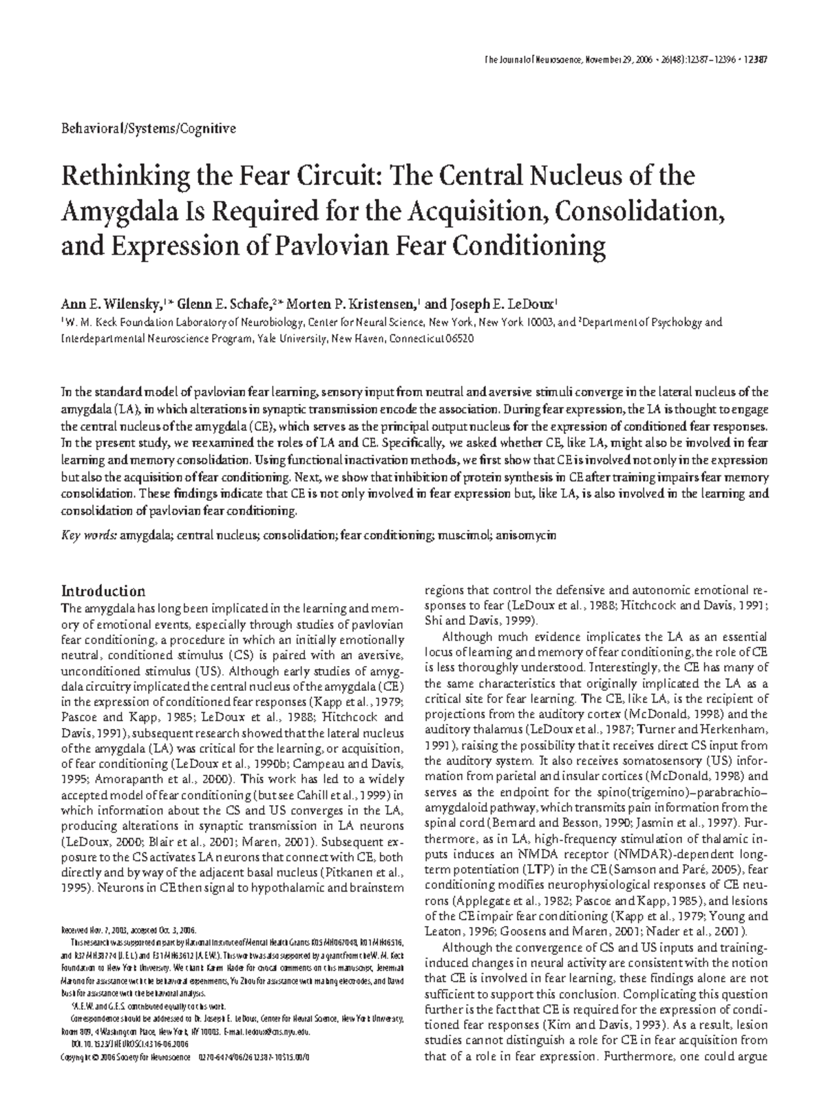 Rethinking the Fear Circuit,The Central Nucleus of the Amygdala Is ...