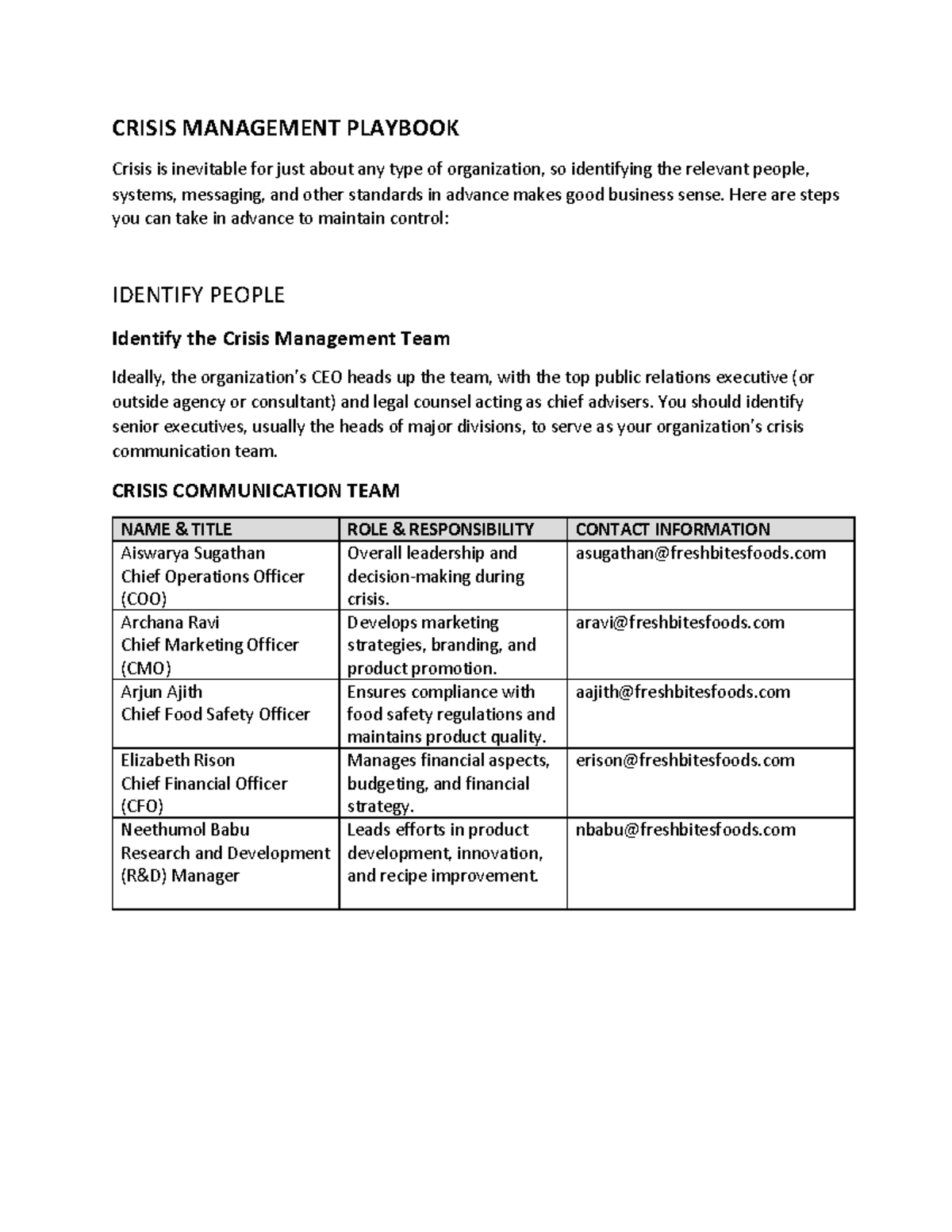 Crisis Playbook - its a good subject - CRISIS MANAGEMENT PLAYBOOK ...