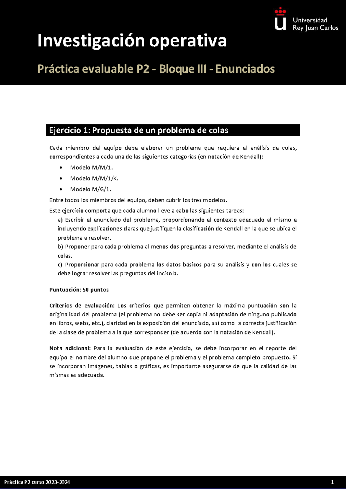 Titulo - Práctica evaluable 2 - Investigación operativa Práctica evaluable P2 - Bloque III ...