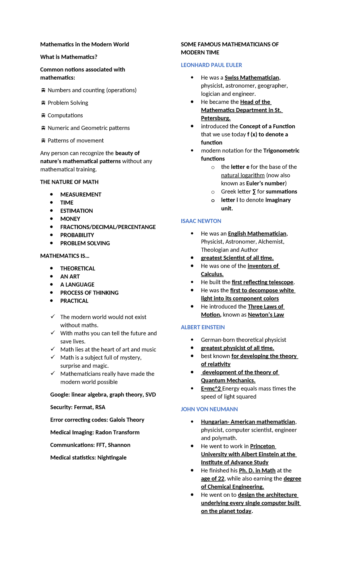 Mathematics in the Modern World- Midterm - Mathematics in the Modern ...