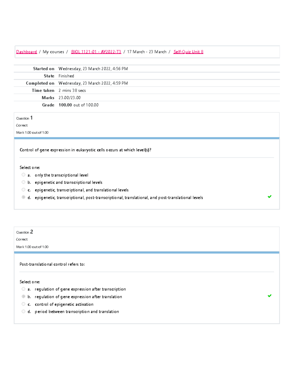 Self-Quiz Unit 8 Attempt review - Started on Wednesday, 23 March 2022 ...