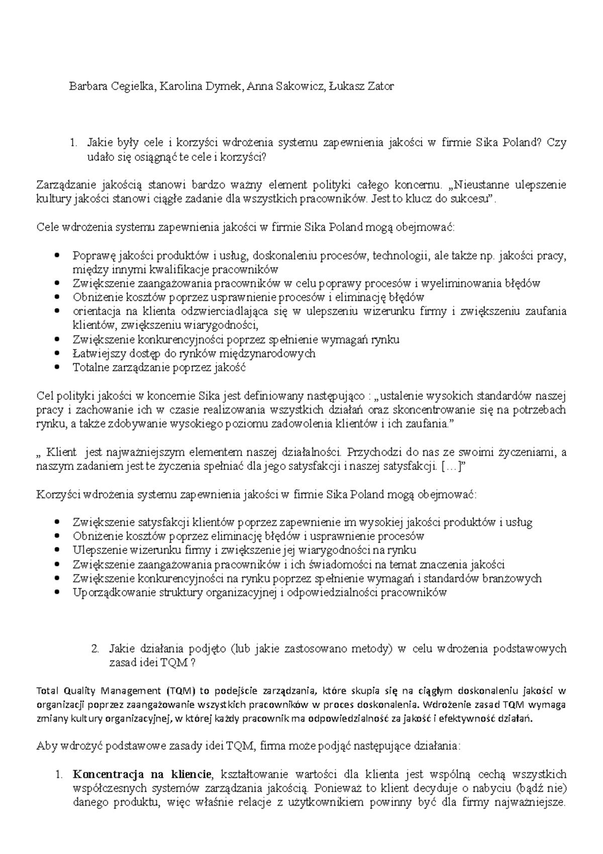 Zarządzaniejakościa - zadania i rozw. - Barbara Cegielka, Karolina ...