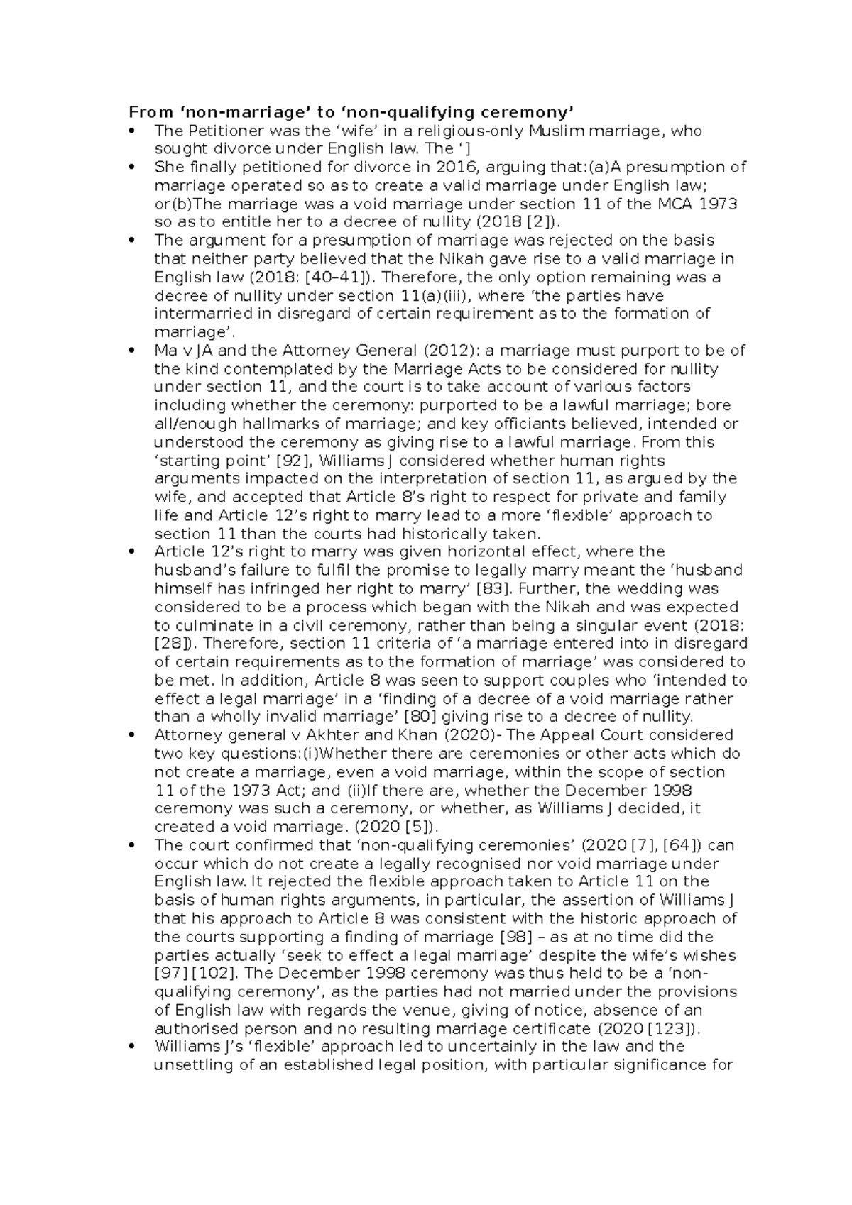 Family Law Week 2 Reading - From ‘non-marriage’ to ‘non-qualifying ...
