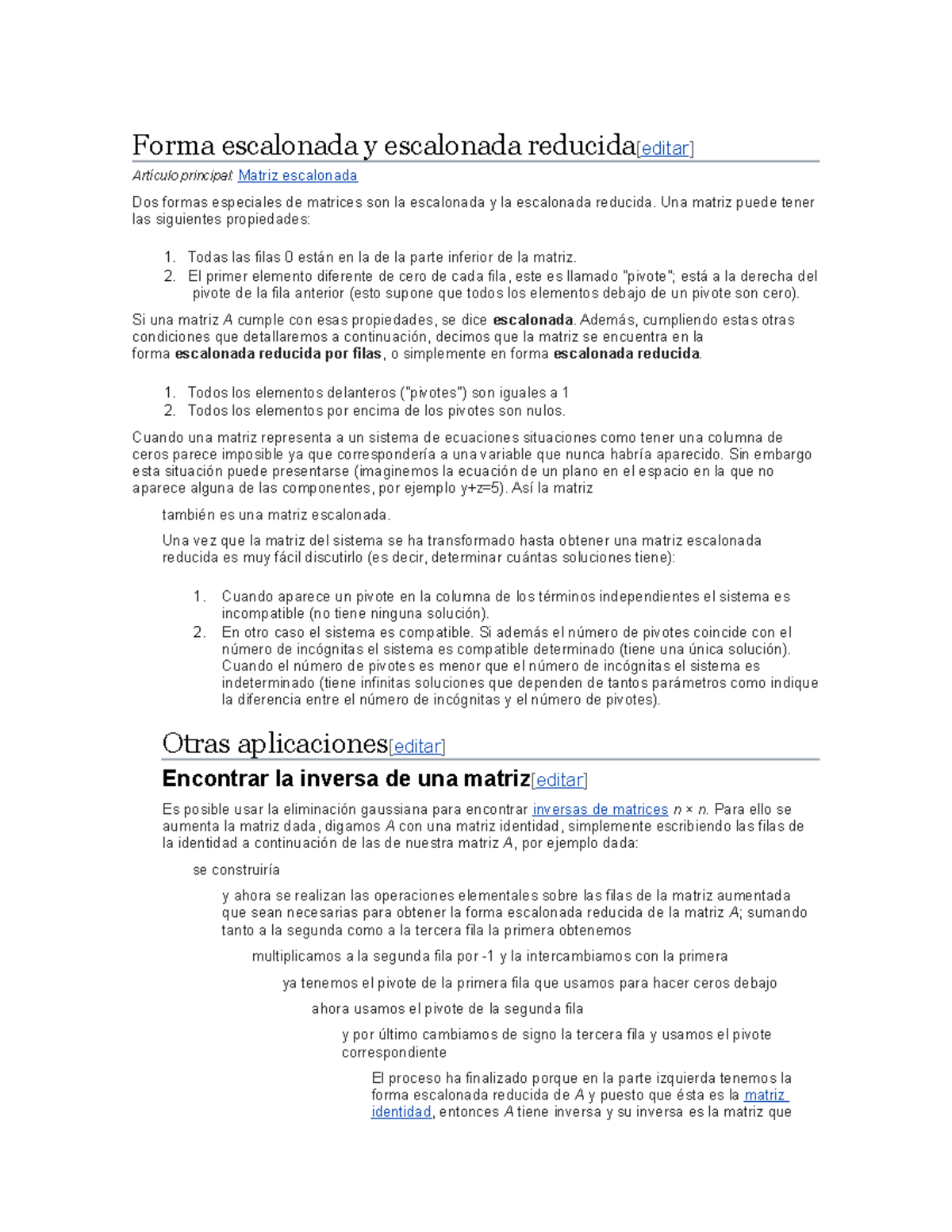 Forma escalonada y escalonada reducida - Forma escalonada y escalonada ...