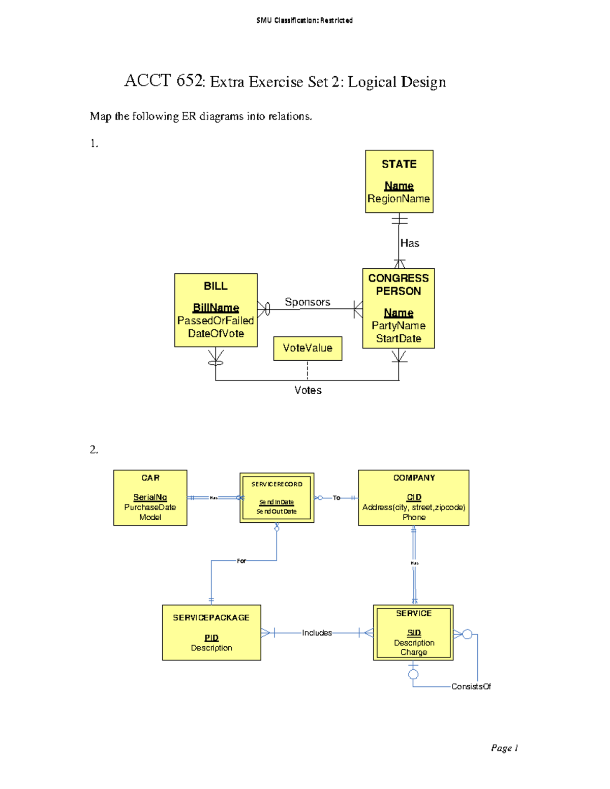 Logical Design Extra Exercises Set 2 - IS105: Extra Exercise Set 2 ...