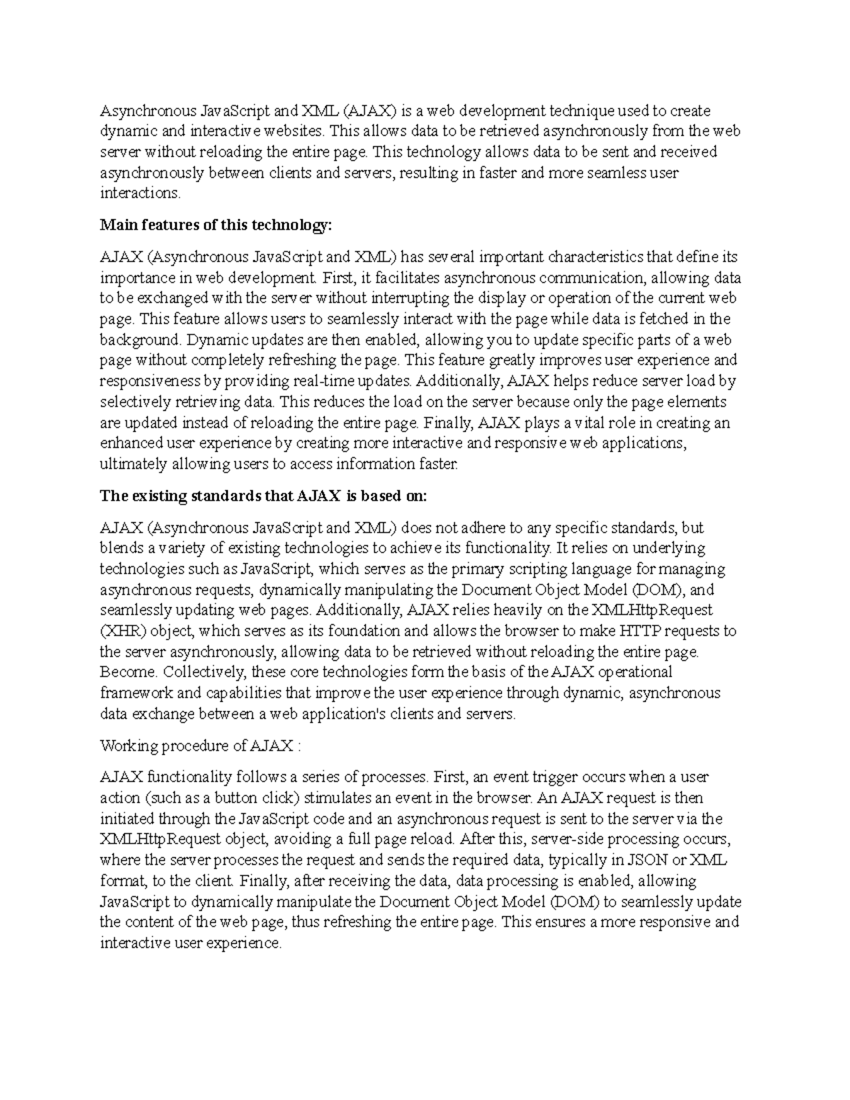 Discussion forum unit 6 - Asynchronous JavaScript and XML (AJAX) is a ...