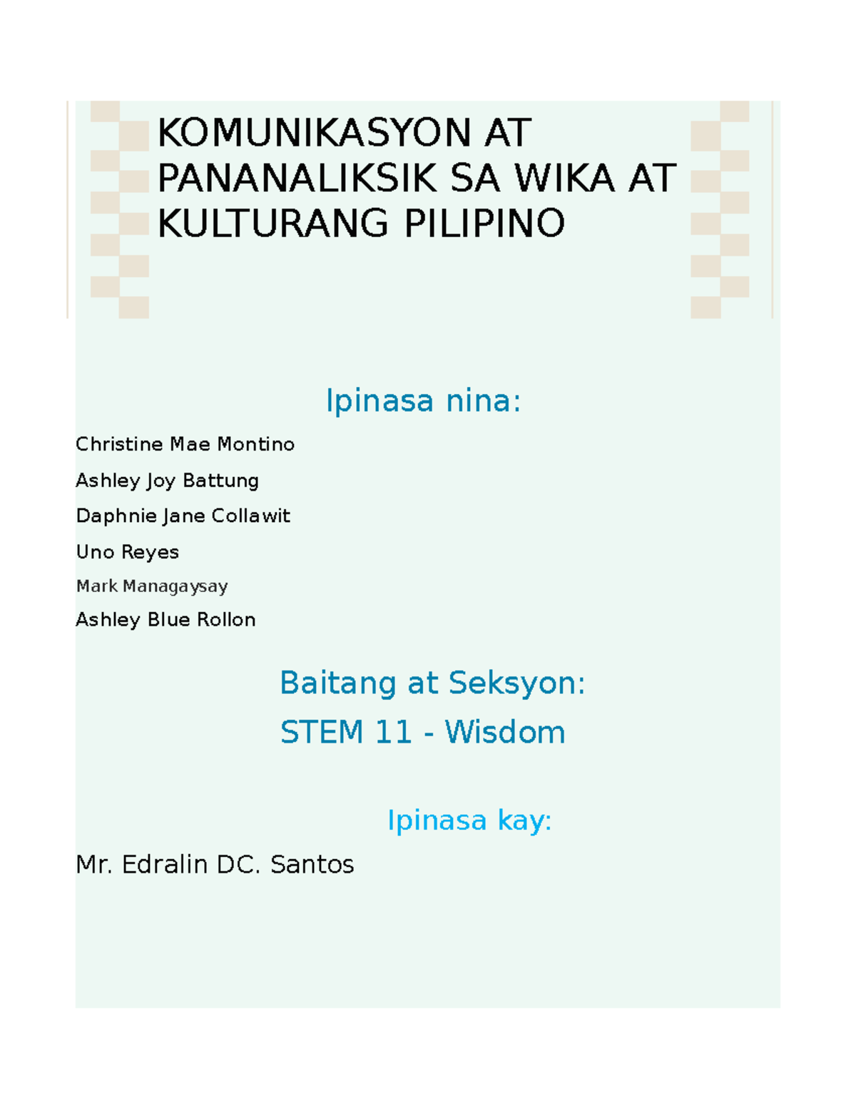 Filipino Thesis - werq - KOMUNIKASYON AT PANANALIKSIK SA WIKA AT ...