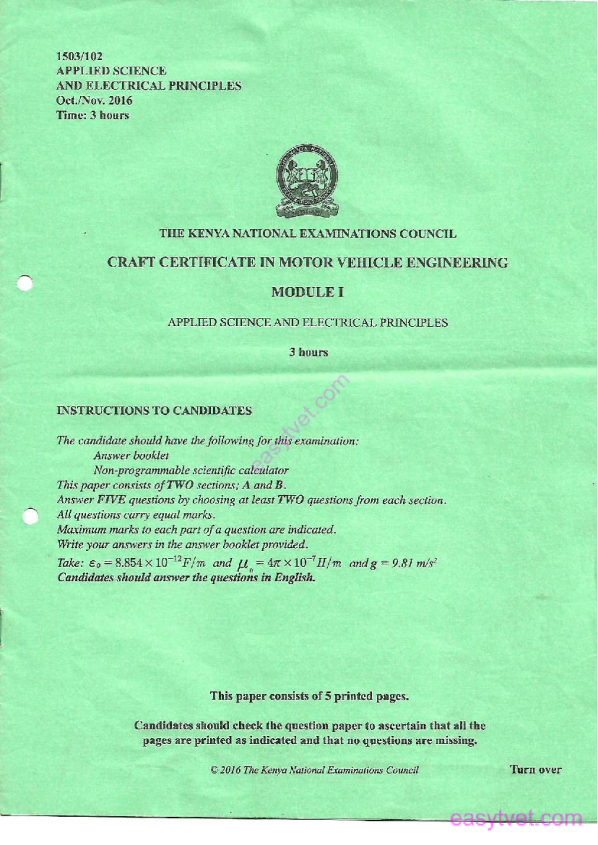 2016 n - wonderful notes - APPLIED SCIENCE AND ELECTRICAL PRINCIPLES ...