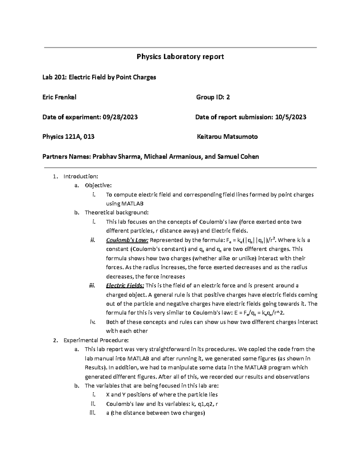 Physics lab 201 (2) - TEST - Physics Laboratory report Lab 201 ...