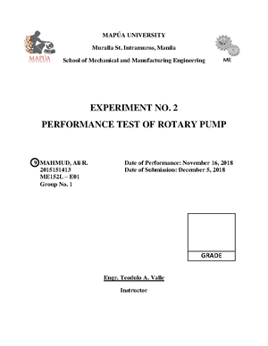MECHANICAL ENGINEERING LABORATORY - MAPÚA UNIVERSITY SCHOOL OF ...