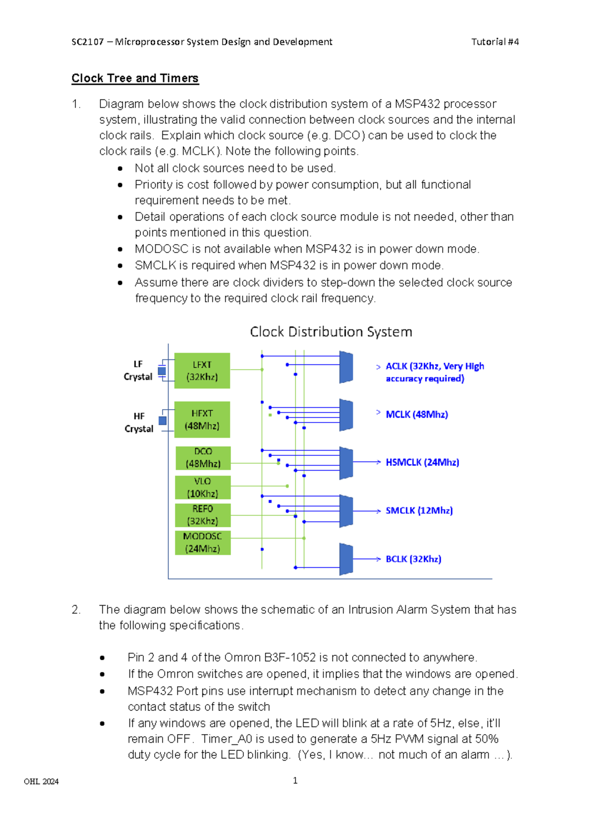 Tutorial 4 (5 materials) - Clock Tree and Timers 1. Diagram below shows ...