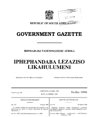 The Skills Development Act No. 97 of 1998 - GOVERNMENT GAZETTE ...