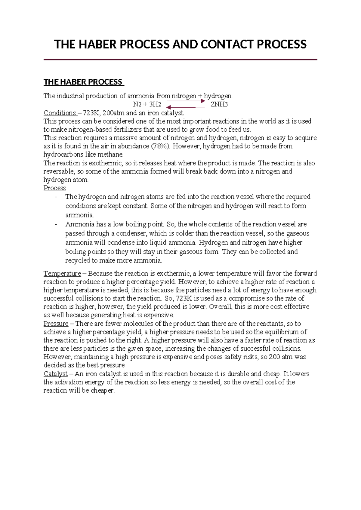 THE Haber Process AND Contact Process - THE HABER PROCESS AND CONTACT ...