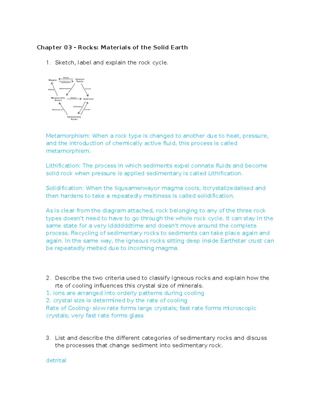 Ch3 - Chapter Outline - Chapter 03 - Rocks: Materials of the Solid ...