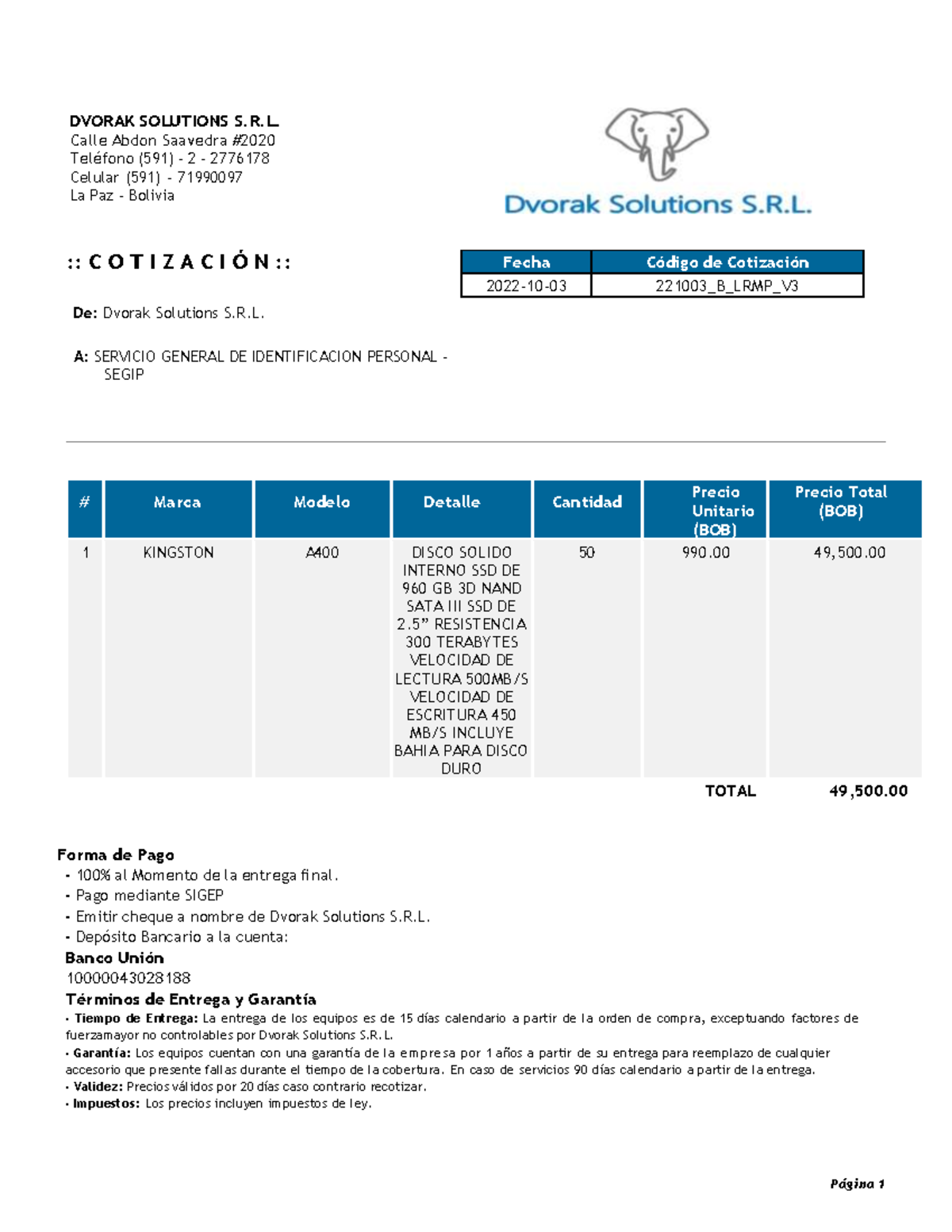 ONKyd QG 2IY - economa - P·gina 1 DVORAK SOLUTIONS S. Calle Abdon ...