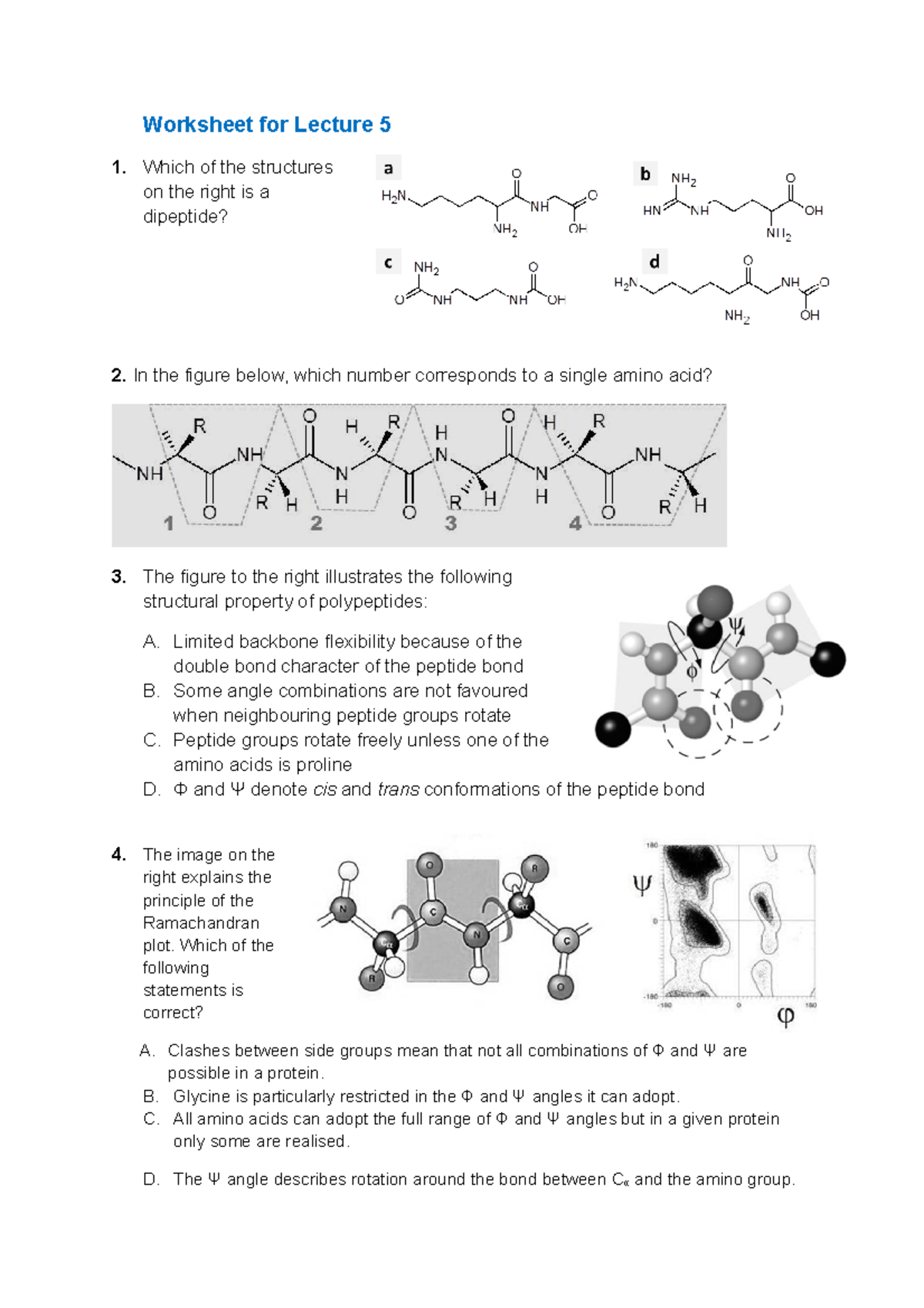 Worksheet for L5 - Ugihfduviifv - Worksheet for Lecture 5 Which of the structures on the right ...