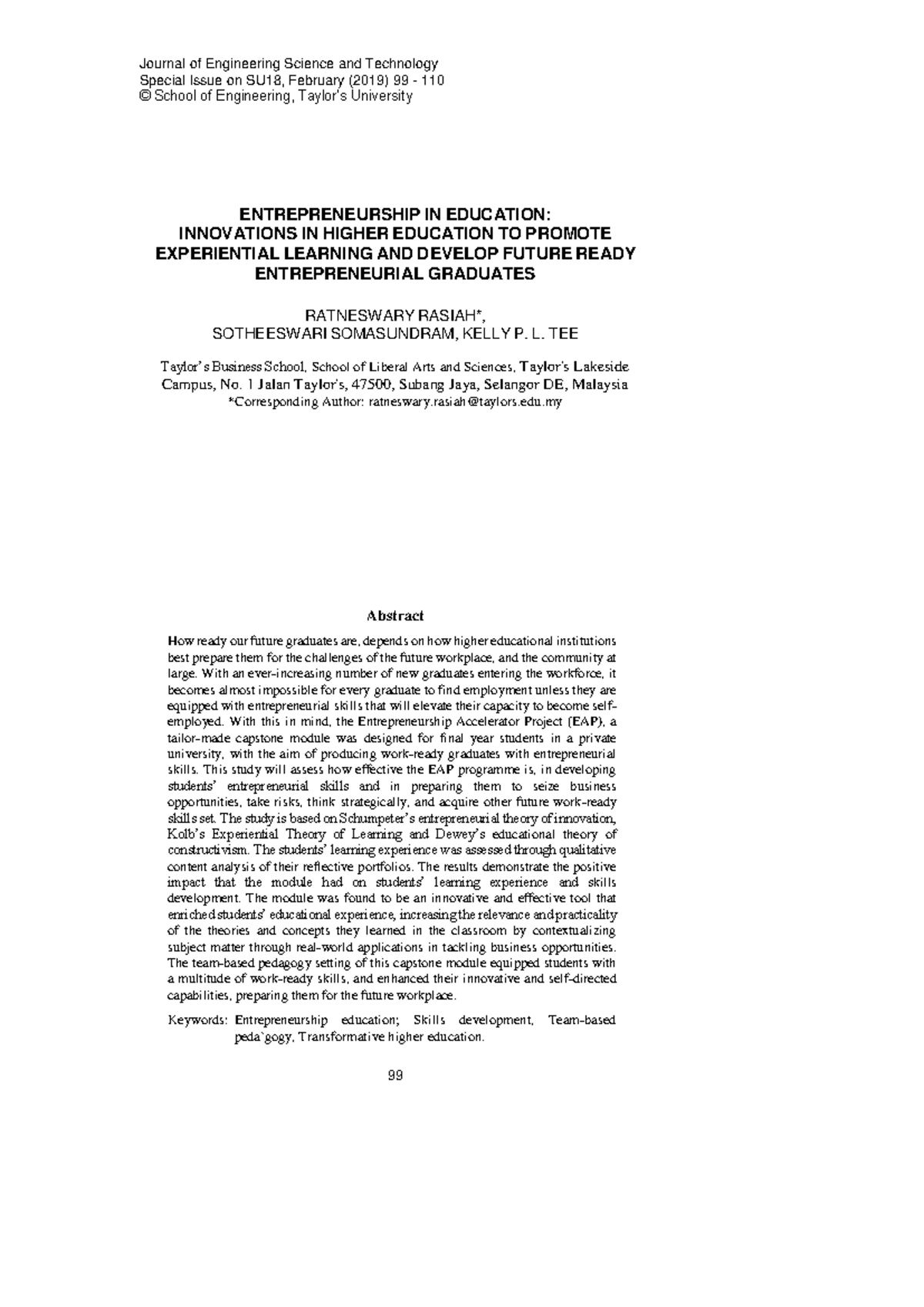 IRF Report Summary Article - Journal of Engineering Science and ...