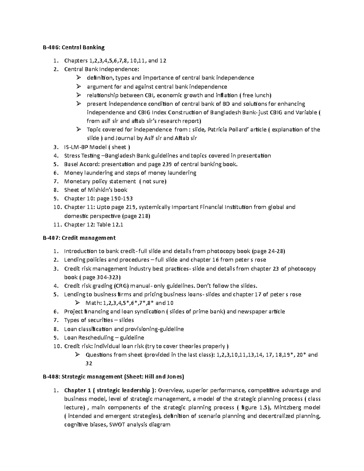8th semester final syllabus - B-406: Central Banking Chapters 1,2,3,4,5 ...