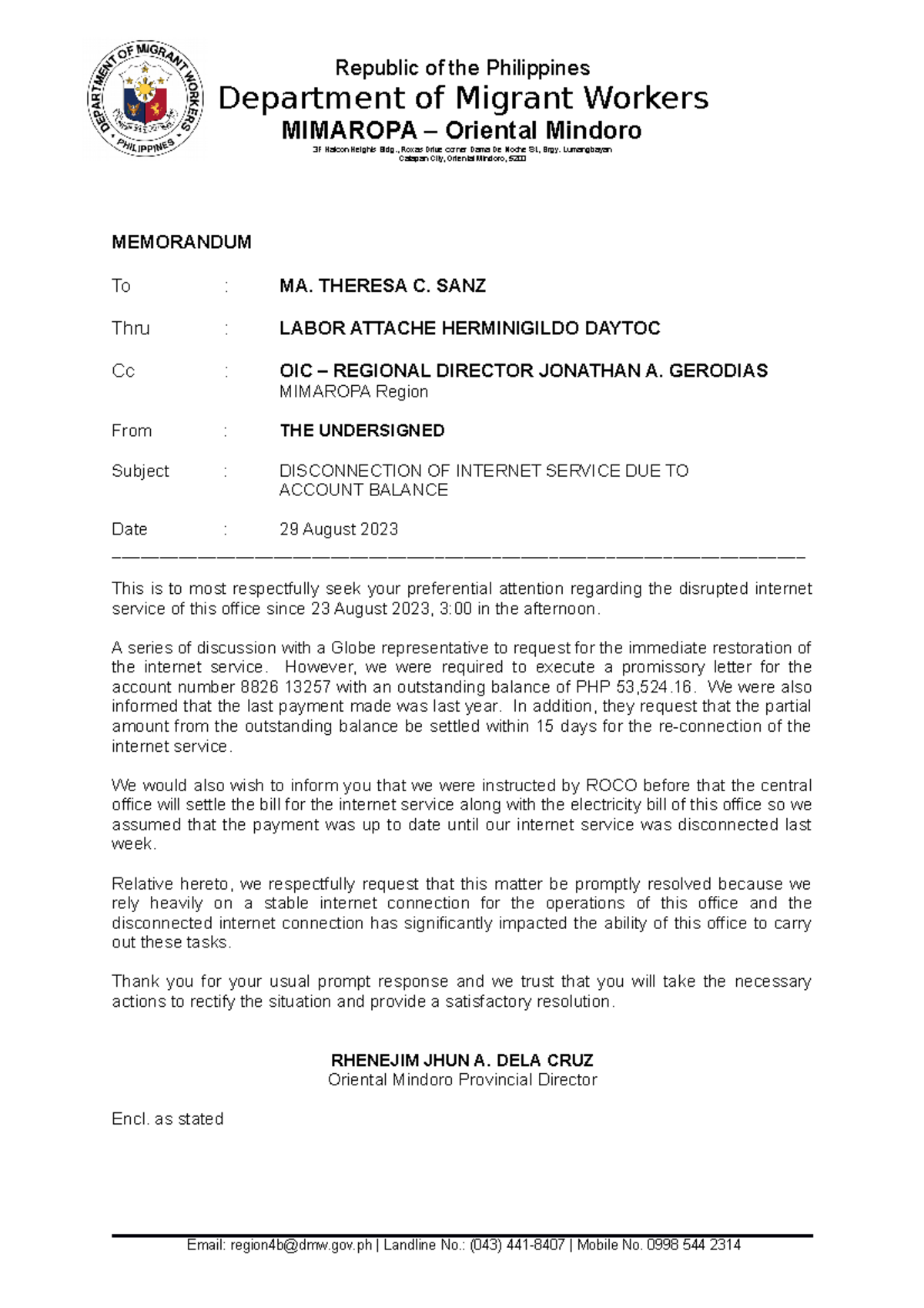 Internet Connection - Republic of the Philippines Department of Migrant ...