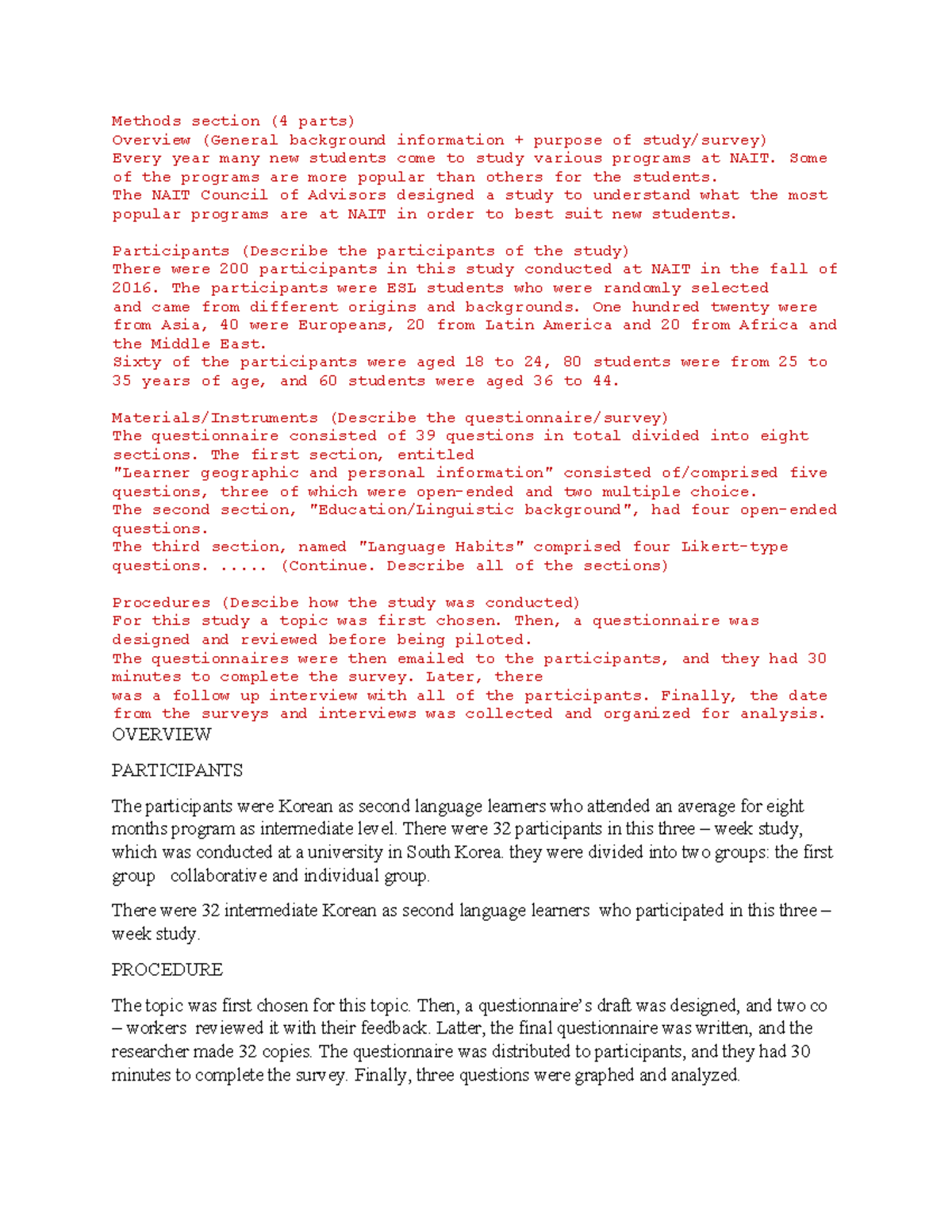 Methods section demo - Document use for academic purposes. - Methods ...