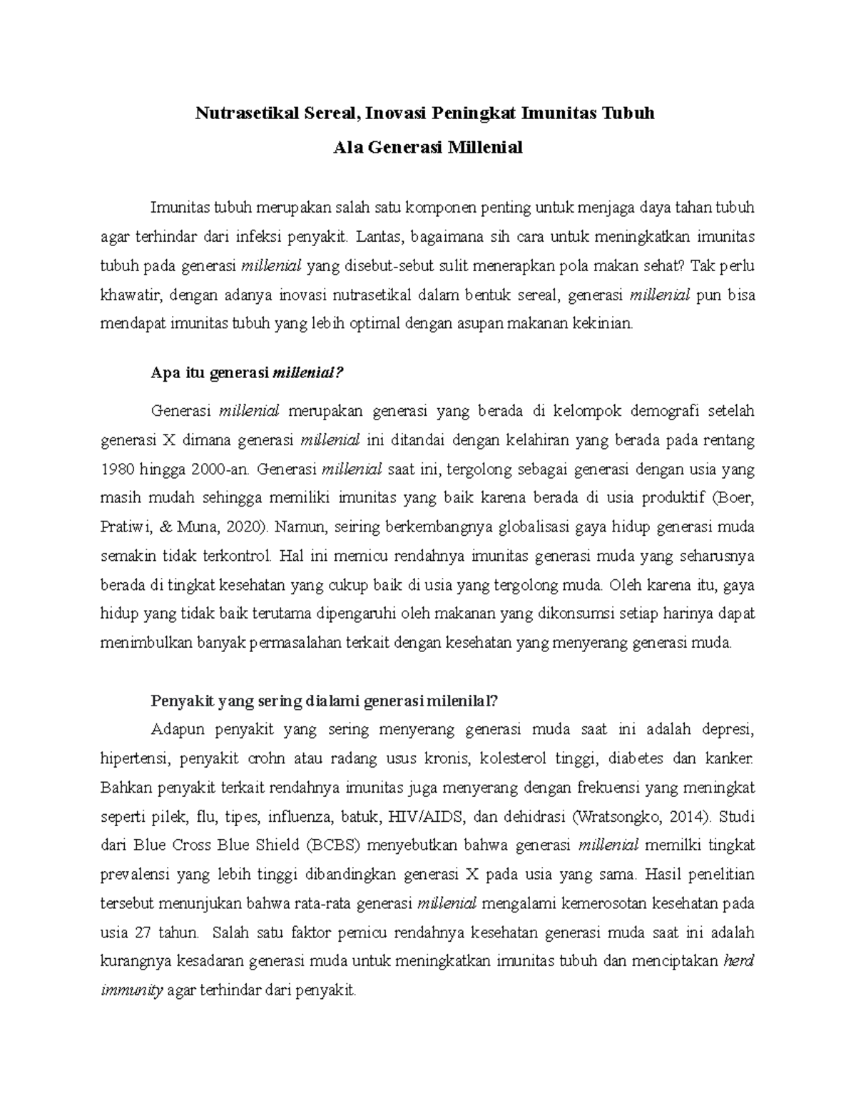 Artikel Populer-Muhammad Fardan R-20321083-B - Nutrasetikal Sereal ...