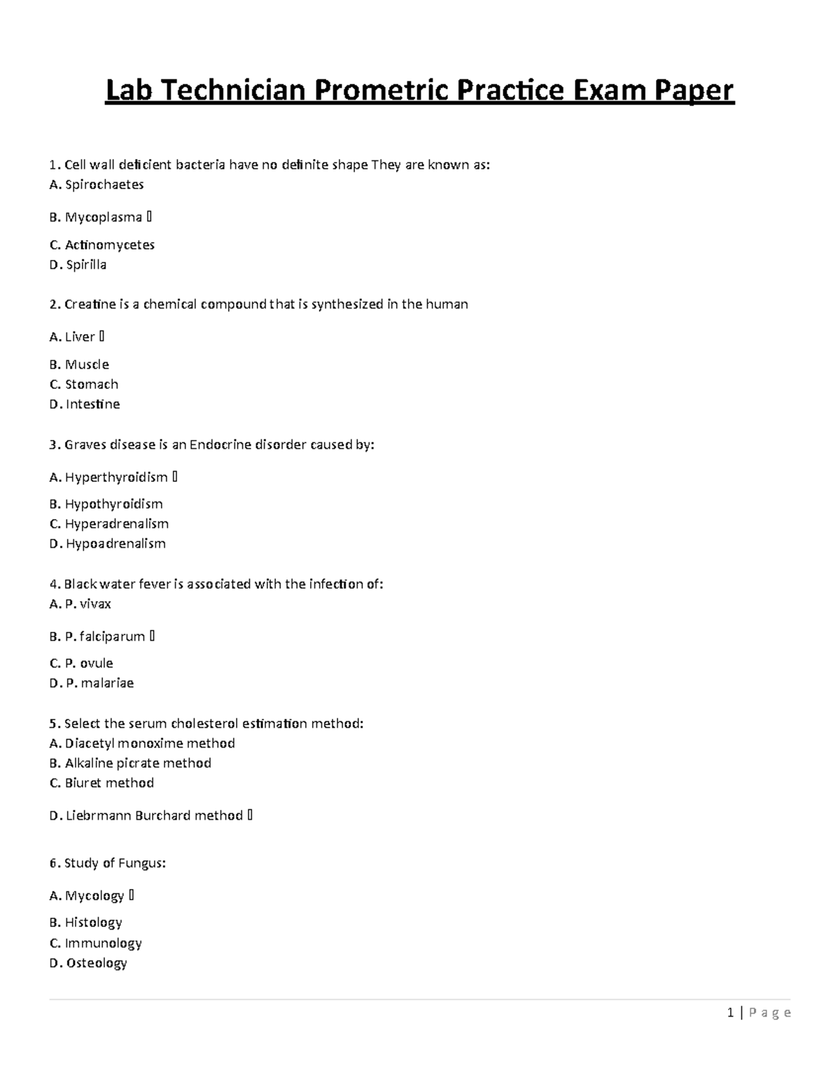 683247260 Lab Technician 1 - Lab Technician Prometric Practice Exam ...