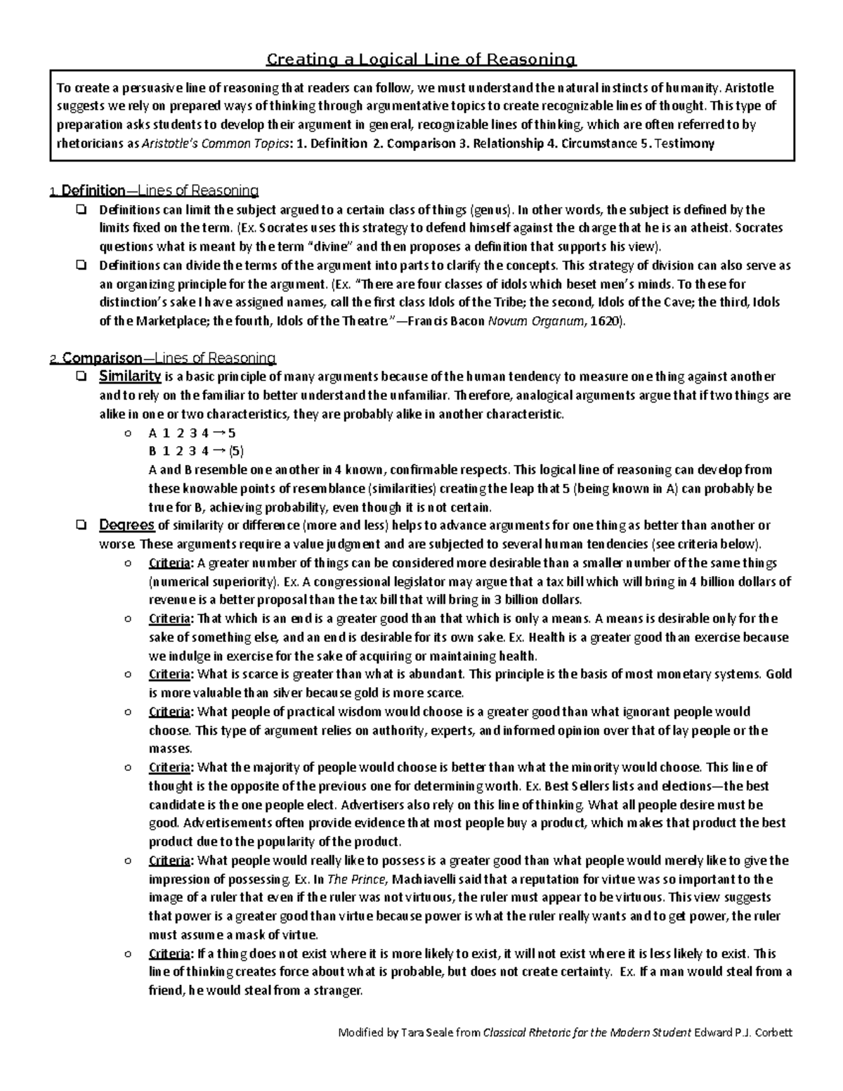 AP Lang - Logical Line of Reasoning - Creating a Logical Line of ...