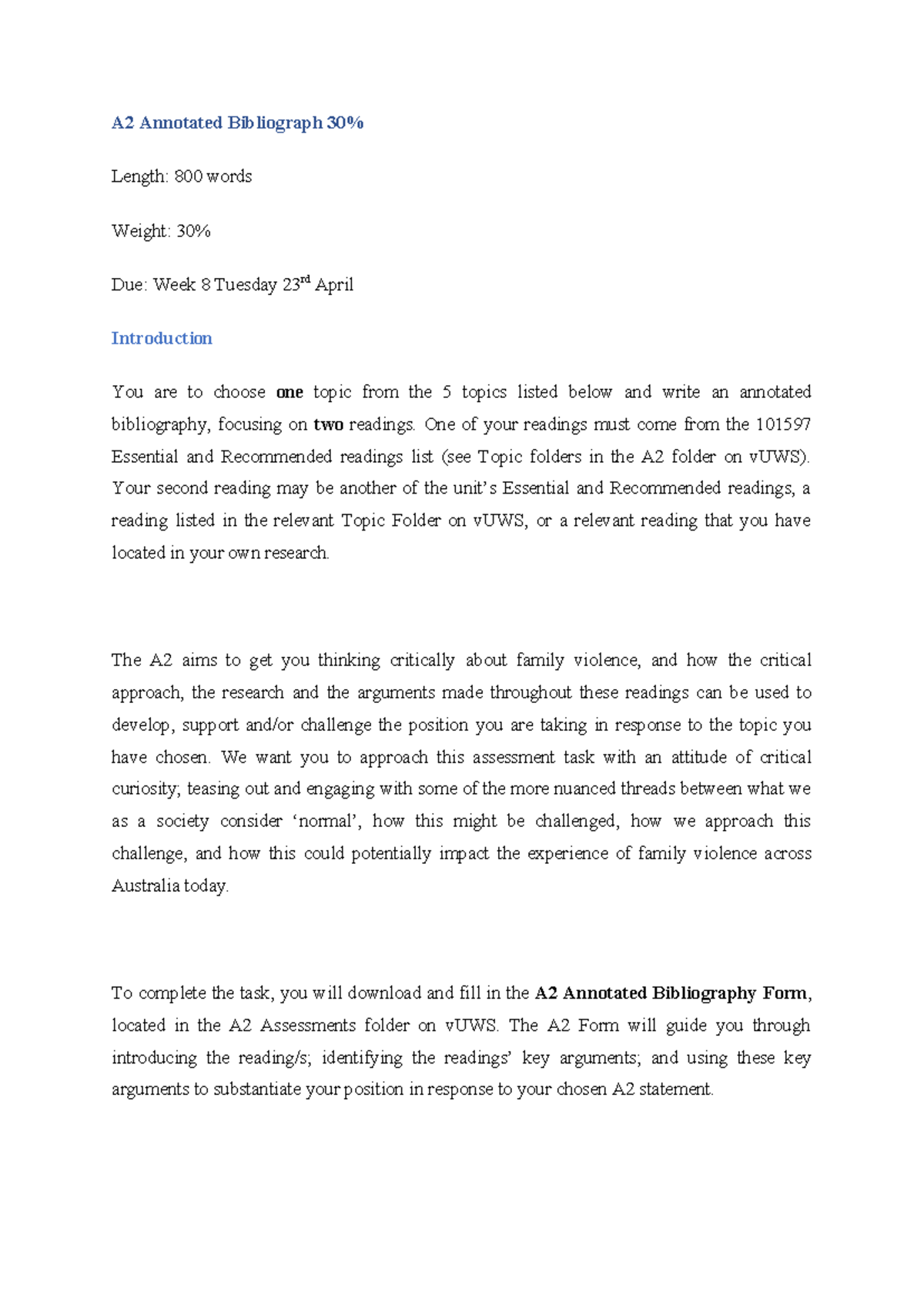 A2 Annotated Bibliography Instructions(1) - A2 Annotated Bibliograph 30 ...